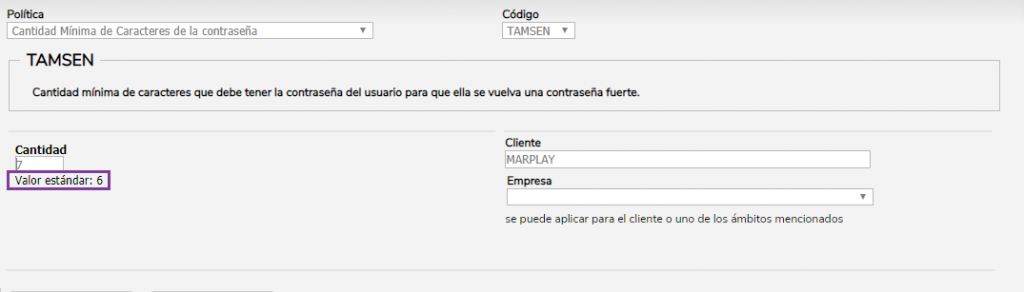 ¿Cuál es el número mínimo de caracteres requerido en la contraseña? (TAMSEN) - Wiki Argo